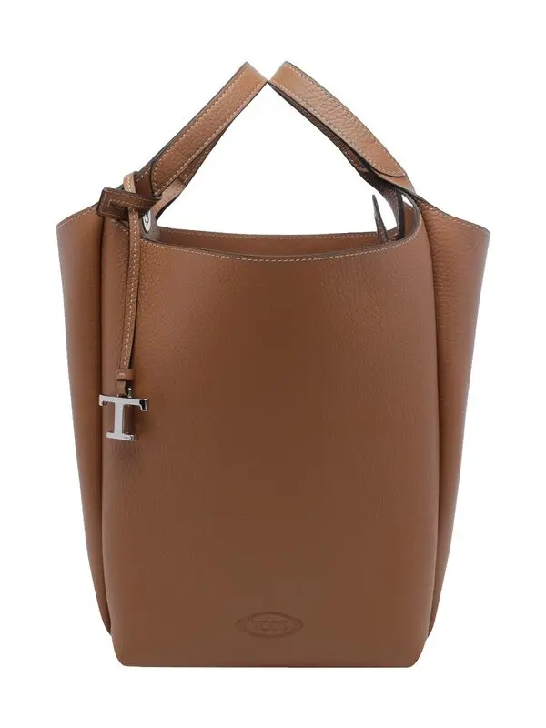 TOD'S Small Leather Bucket Bag - Brown