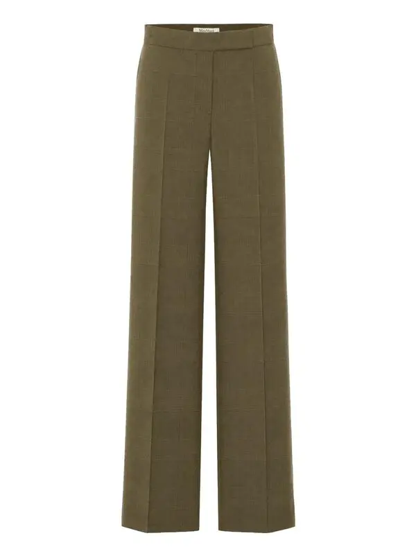 Max Mara Checked Virgin Wool Straight-leg Trousers - Green