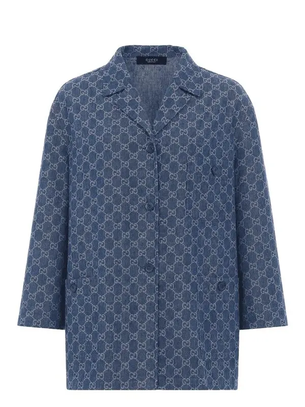 Gucci Gg Jacquard Denim Jacket - Blue