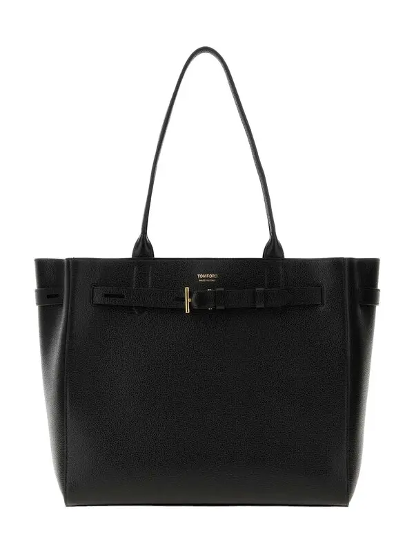 TOM FORD Leather Shopping Bag - Black