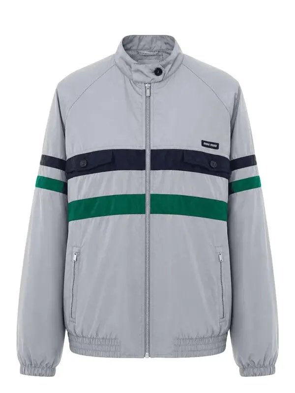 Miu Miu Striped Blouson Jacket - Gray