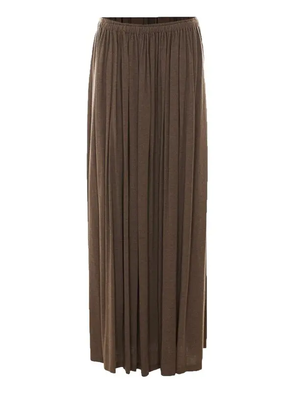 Max Mara Mxmlivrea Pleated Long Skirt - Brown