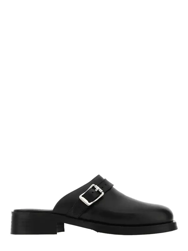 Our Legacy Leather Buckled Clogs - Black