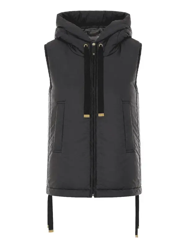 Max Mara Quilted Padded Vest With Hood - Black