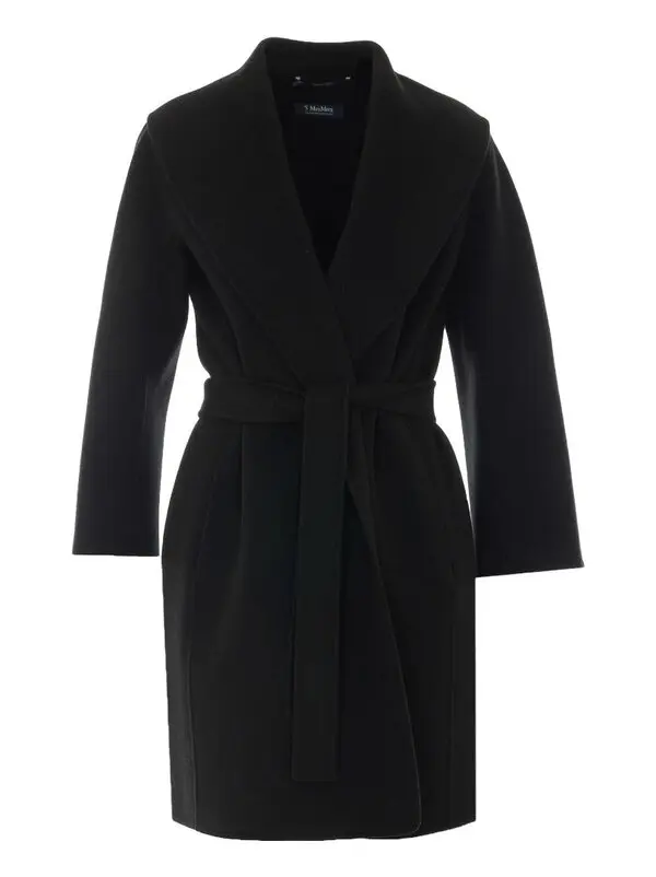 Max Mara Wool Belted Coat - Black