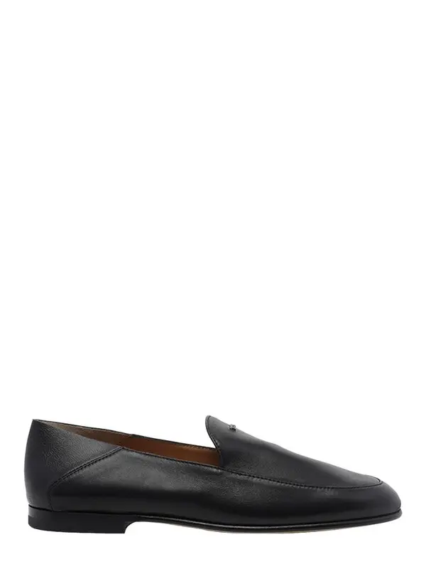 TOD'S Logo Leather Sabot Loafers - Black