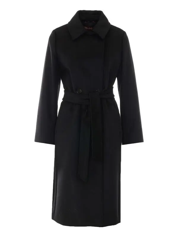 Max Mara Belted Wool Coat - Black