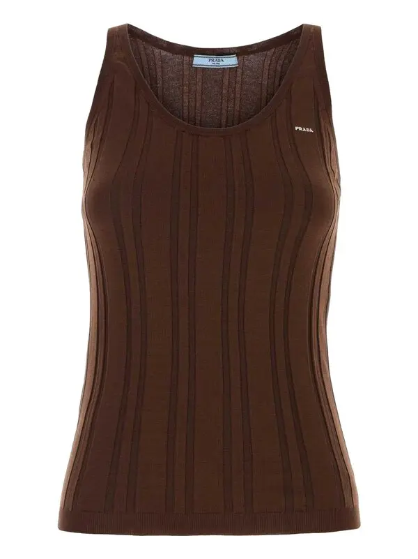 Prada Cotton Blend Tank Top - Brown
