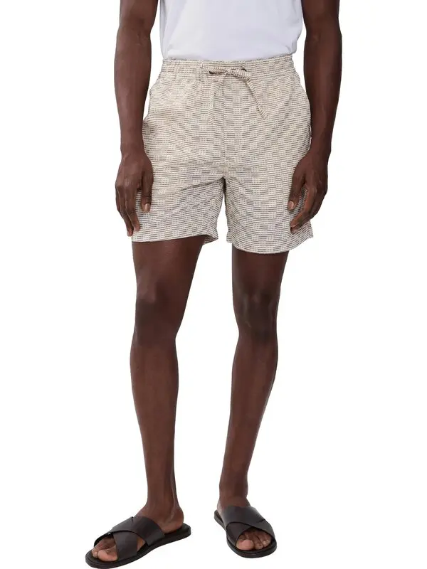 Marine Layer Saturday Dobby Shorts - White/brown Check