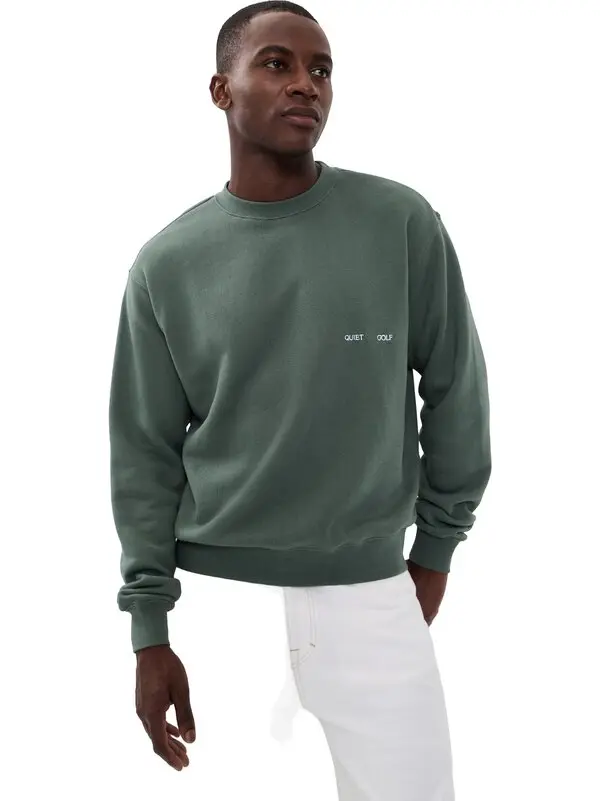 QUIET GOLF Wordmark Crew Neck Sweatshirt - Fern