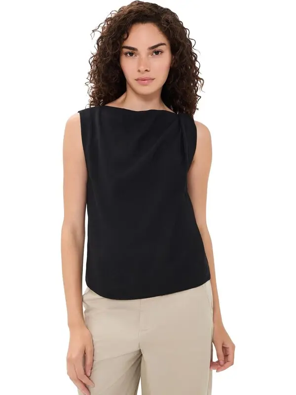 Vince Draped Shoulder Top - Black