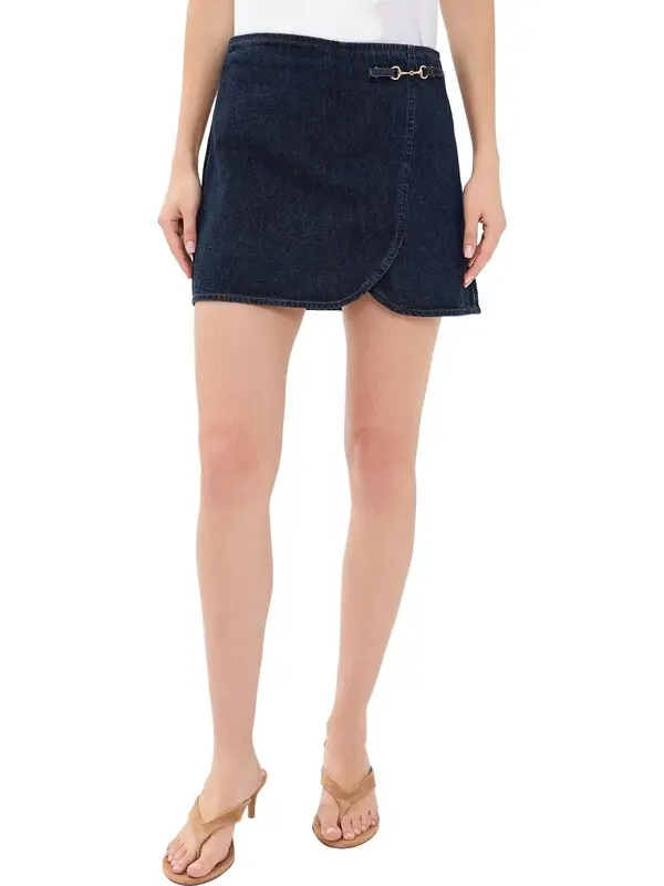 Paige Montanna Denim Skirt With Horsebit Accent - La Mirada