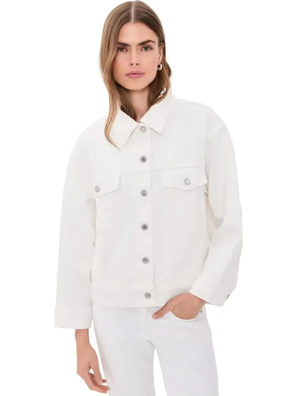 PARKE Oversized Denim Jacket With Logo Patch - White
