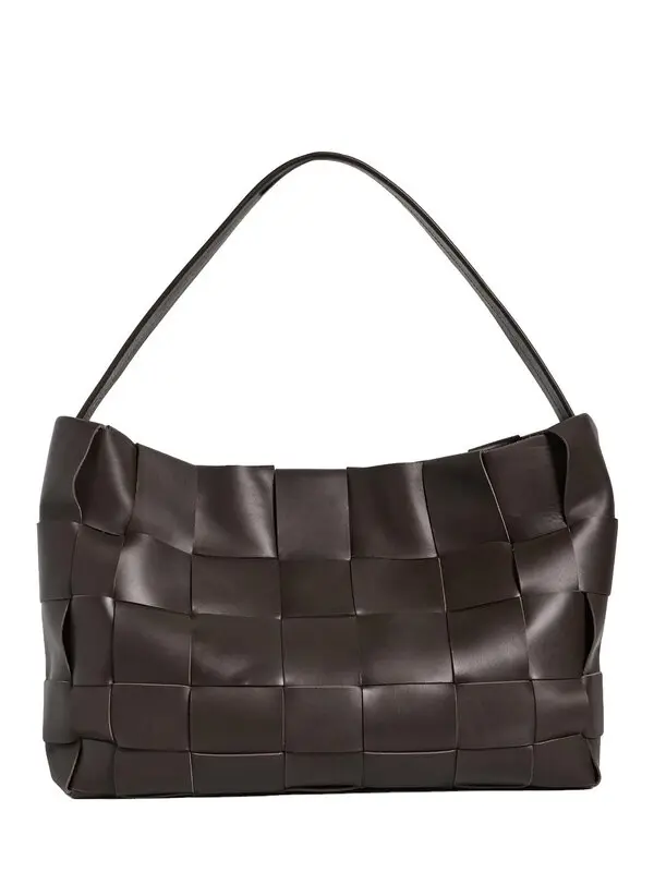 ST. AGNI Large Woven Leather Tote - Chocolate