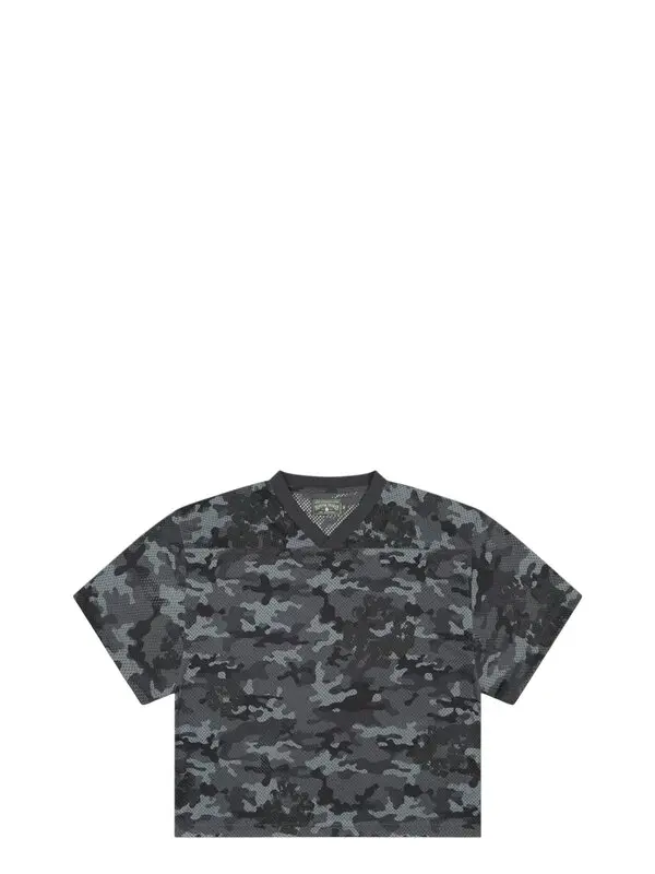 DENIM TEARS Camo Cotton Wreath Mesh Football Top - Black