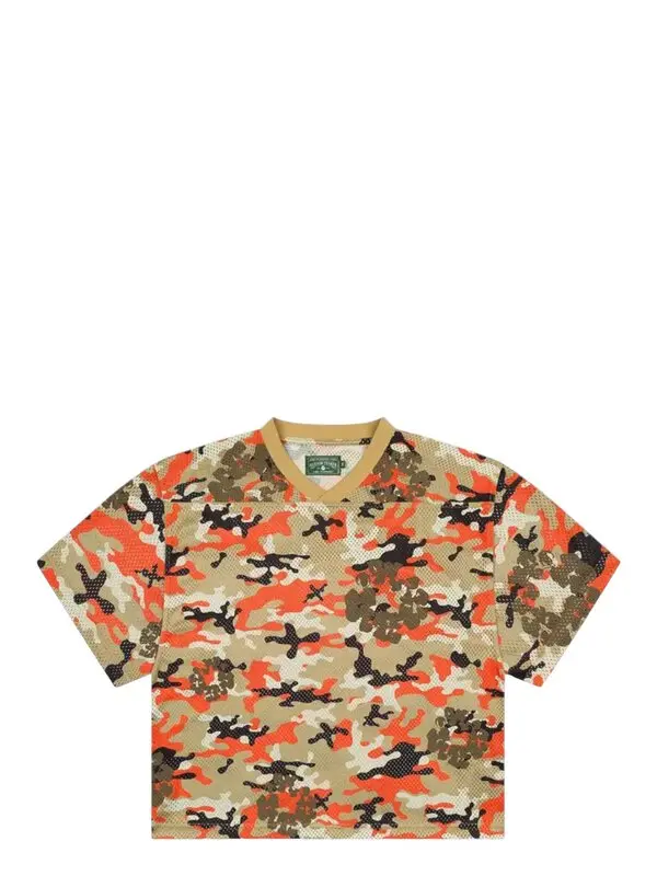 DENIM TEARS Camo Cotton Wreath Mesh Football Top - Brown