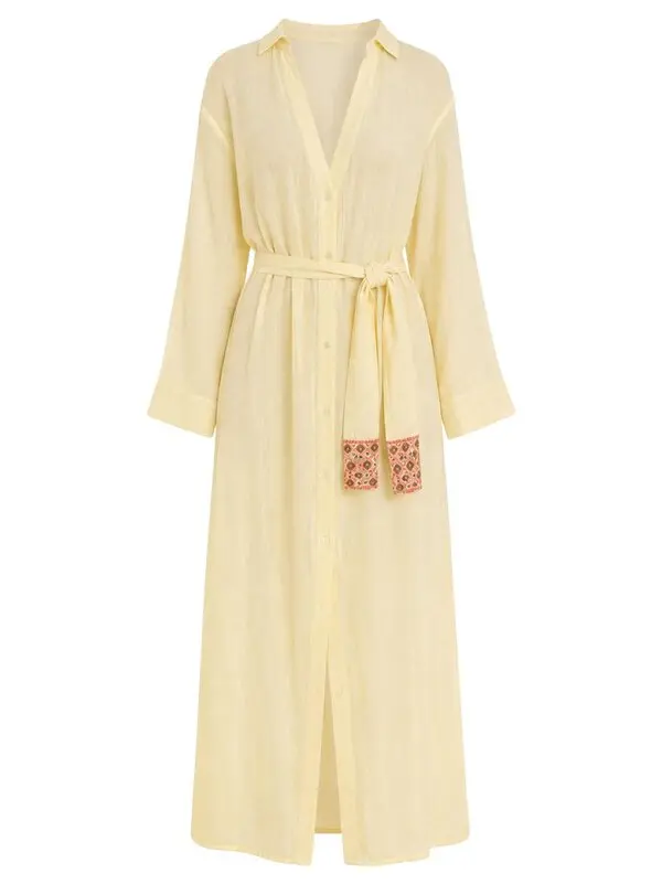 MUCHE & MUCHETTE Dobby Lycra Cotton Shirt Dress - Yellow