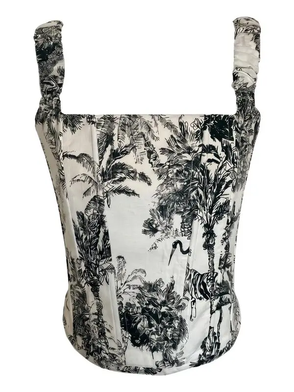 EFFEI Alavida Corset With Tropical Print - Black