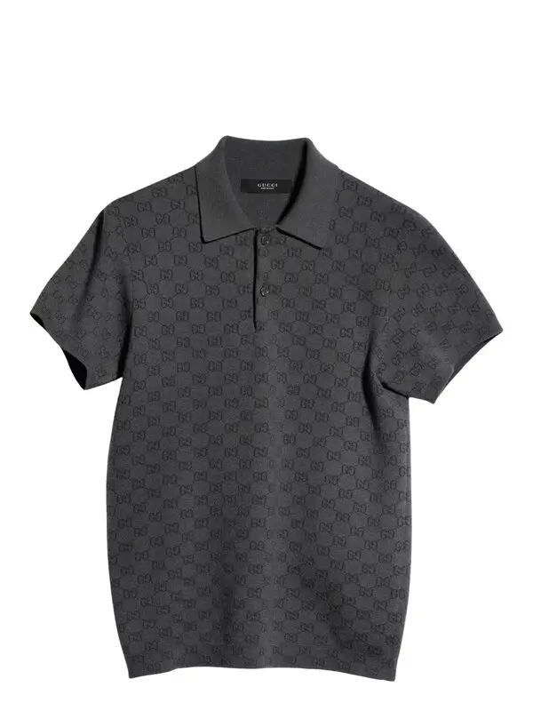 Gucci Wool And Silk Polo Shirt - Grey