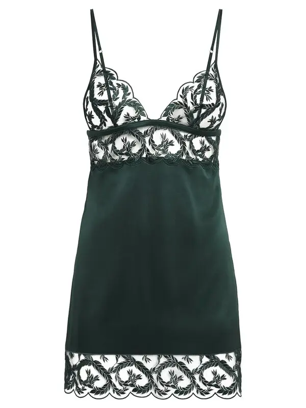 COCO DE MER Arletta Lace Slip Dress - Green