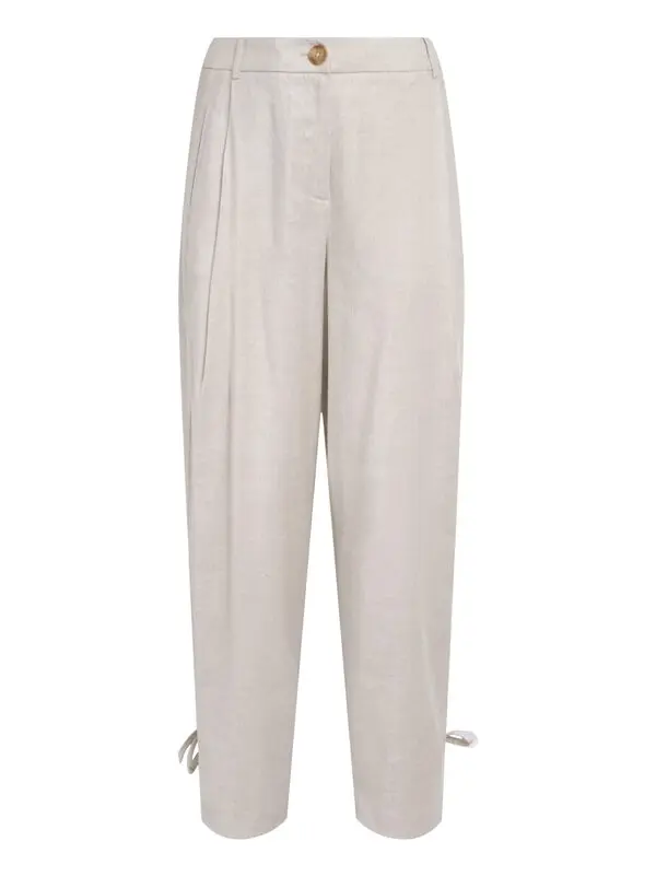 TOCCIN Elowen Linen-blend Trousers With Bow-tie Ankle Detail - Beige