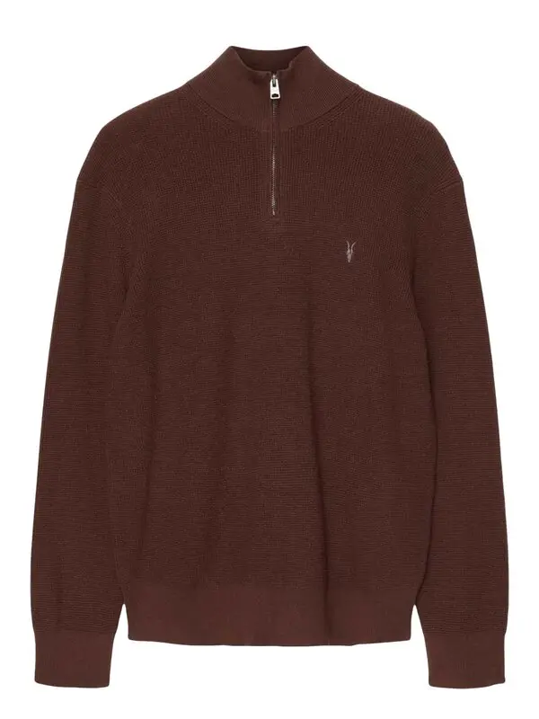 ALLSAINTS Aspen Funnel Neck Quarter Zip Sweater - Brown