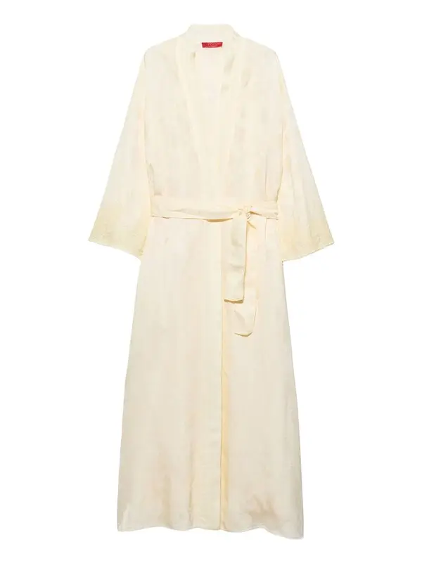 Max & Co. Floral Satin Belted Coat - Yellow