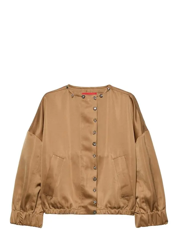Max & Co. Satin Bomber Jacket With Stud Detail - Beige
