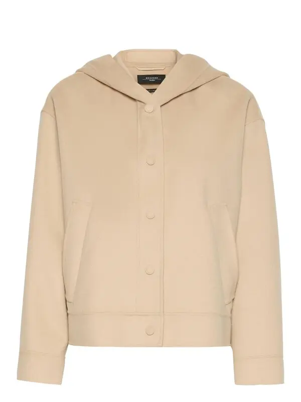 Max Mara Virgin Wool Hooded Short Coat - Beige