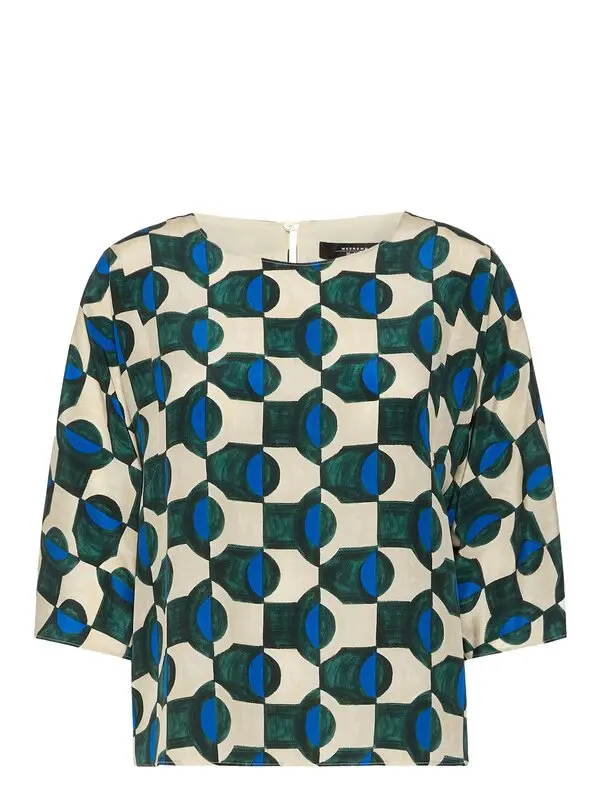 Max Mara Printed Silk Blouse - Green