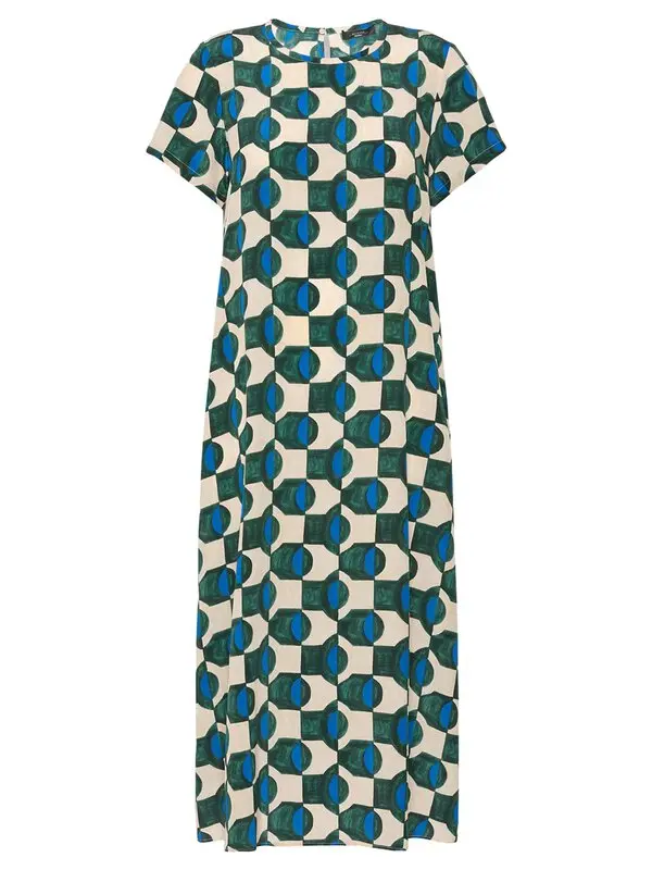 Max Mara Printed Silk Midi Dress - Green