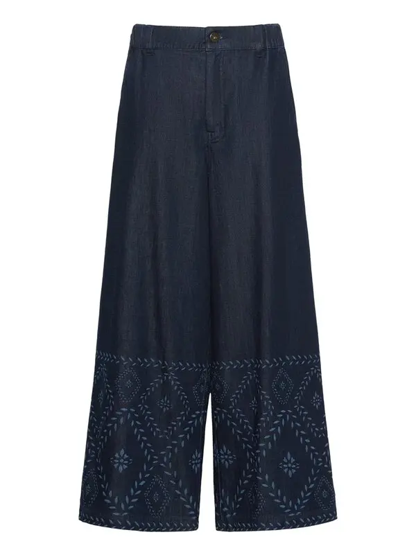 Max Mara Printed Wide-leg Jeans - Navy