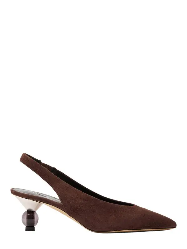 Max Mara Suede Bauble-heel Slingback Pumps - Brown