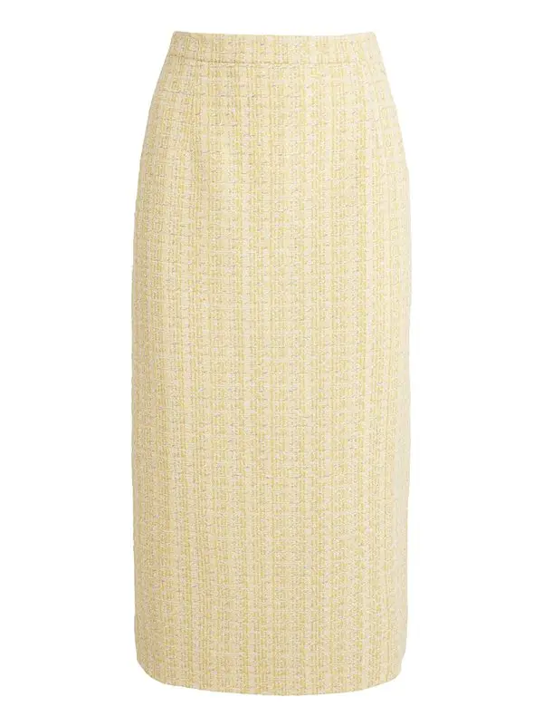 Alessandra Rich Sequined Tweed Midi Skirt - Yellow