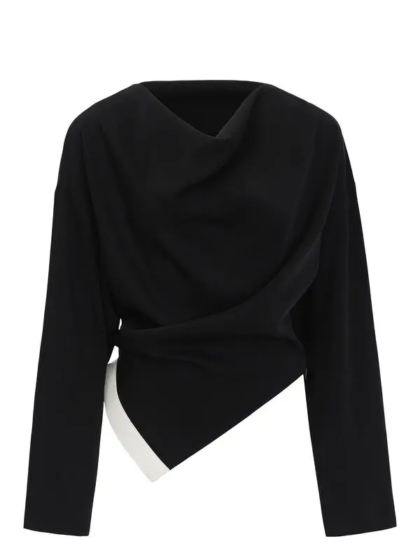 Source Unknown Amalia Draped Blouse - Black