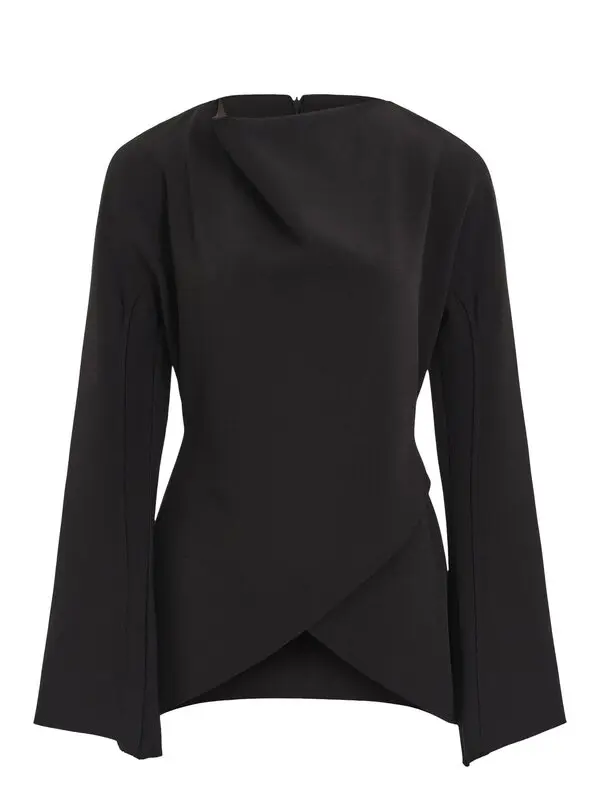 Source Unknown Solina Crepe Cowl-neck Top - Black