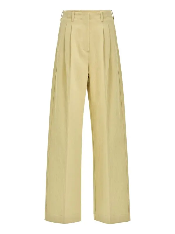 Source Unknown Cassandre Herringbone Cotton Trousers - Brown