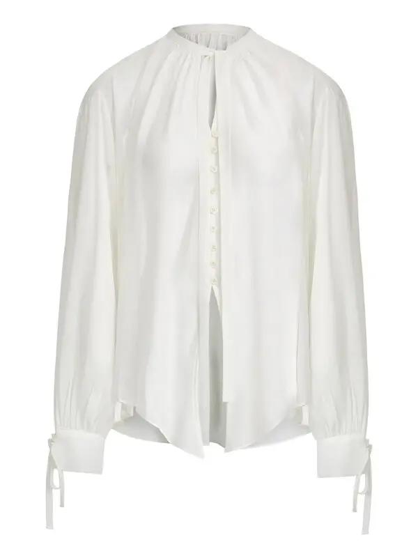 Source Unknown Veylin Chiffon Tie Cuff Blouse - White