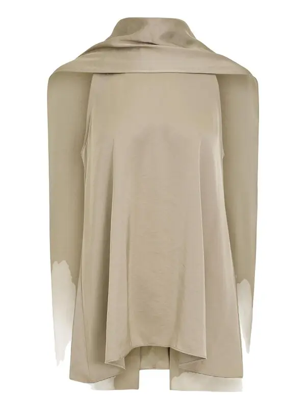 Source Unknown Onnea Scarf-detail Satin Top - Brown