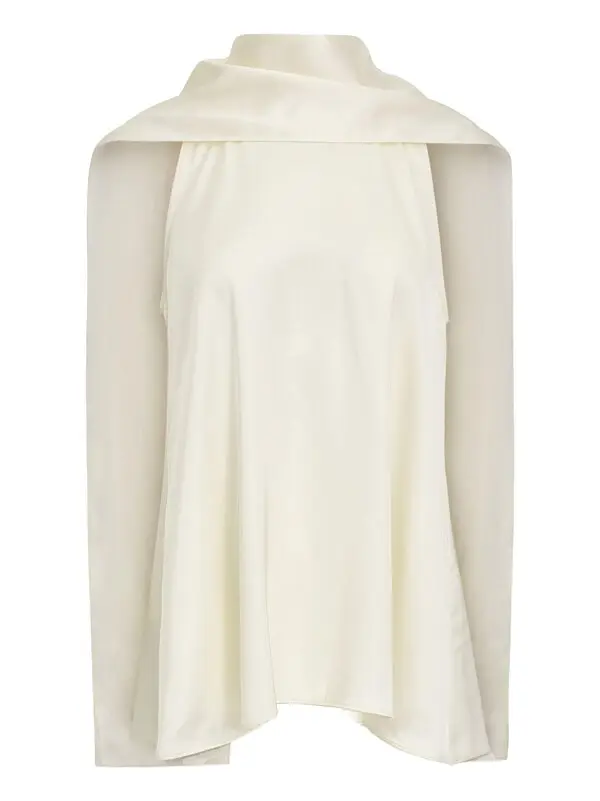 Source Unknown Onnea Scarf-detail Satin Top - White