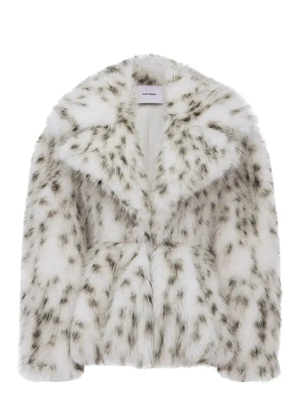 Alex Perry Snow Leopard Faux Fur Contoured Jacket - White