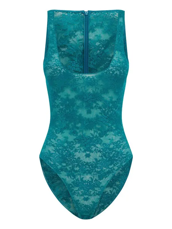 Alex Perry Sheer Lace Bodysuit - Blue