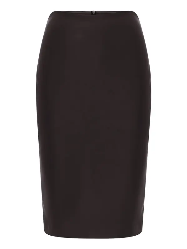 Alex Perry Leather Midi Skirt - Black