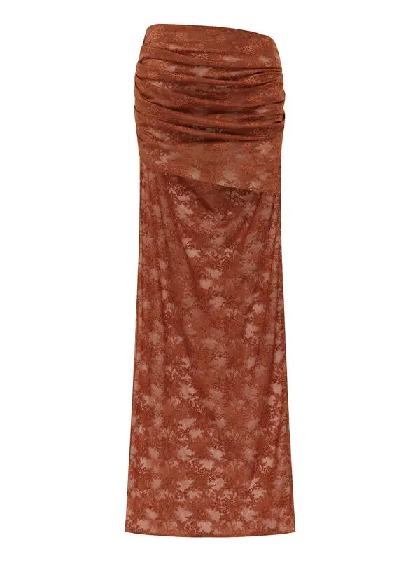 Alex Perry Asymmetric Stretch Lace Mini Skirt - Orange