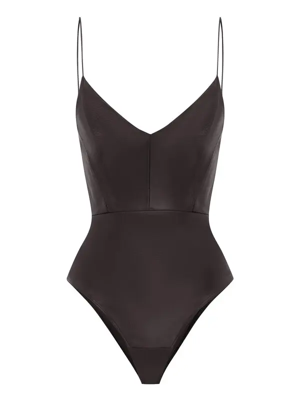 Alex Perry Bikini Leather Bodysuit - Black