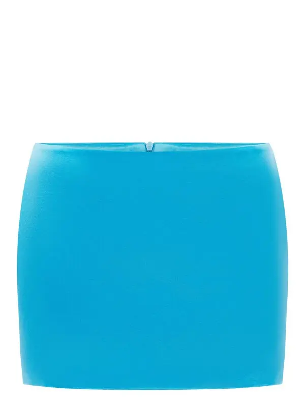 Alex Perry Duchess Satin Low Rise Mini Skirt - Blue