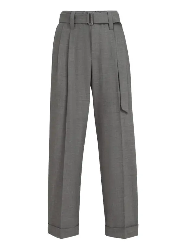 Brunello Cucinelli Tropical Wool Baggy Sartorial Trousers - Gray
