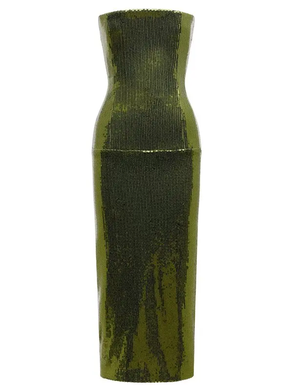 Alex Perry Strapless Sequined Midi Dress - Green