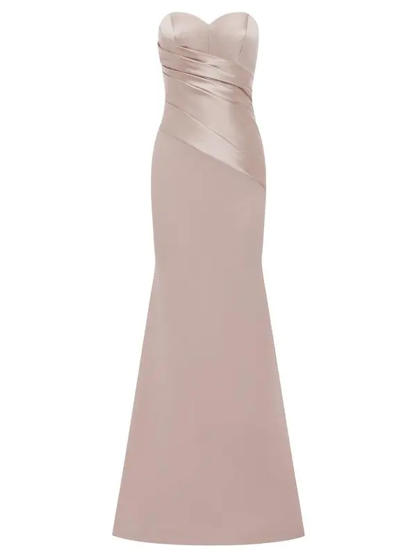 Alex Perry Sweetheart Draped Duchess Satin Georgette Gown - Light Pink
