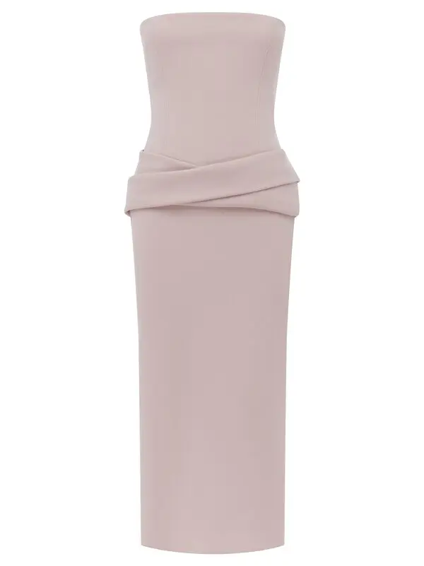 Alex Perry Strapless Draped Stretch Crepe Midi Dress - Light Pink
